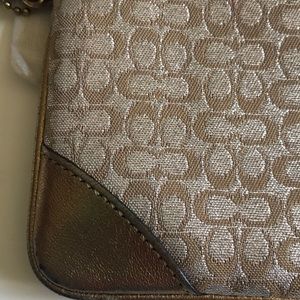 Coach | Bags | Coach Gold Logo Wristlet | Poshmark